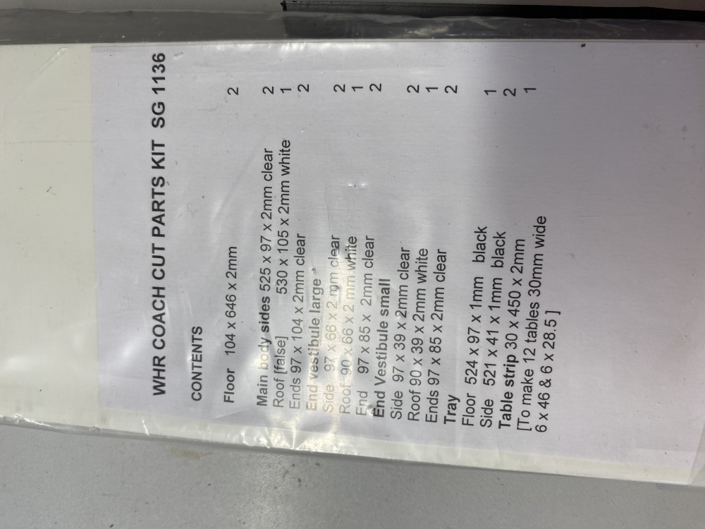 WHR Coach Cut Parts Kit With Roof | Garden Railway Specialists Tel ...