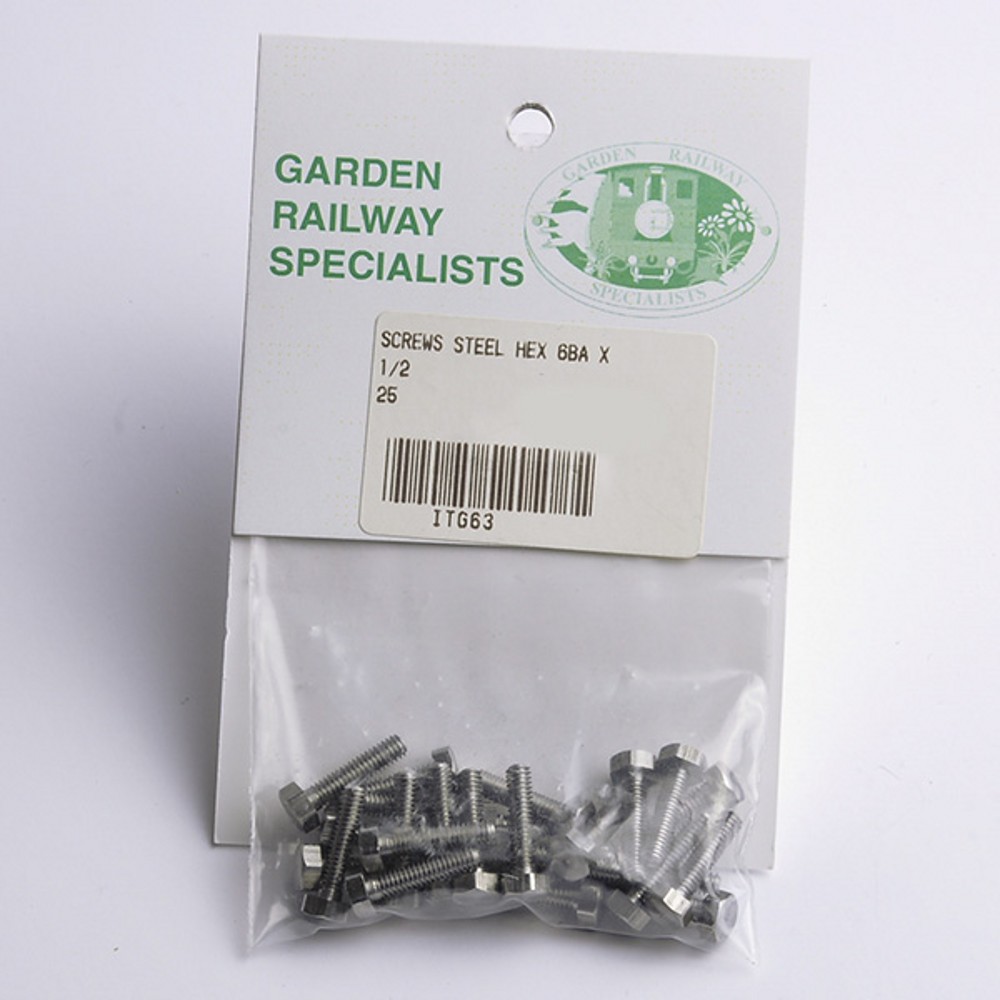 Screws Steel Hex 6BA x 1/2 - 25 off | Garden Railway Specialists Tel ...