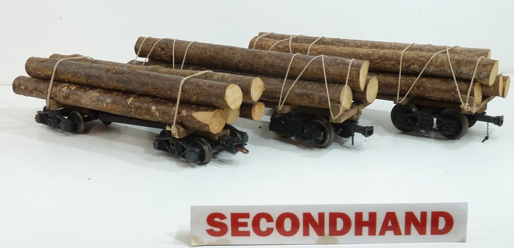Set of 3 Skeleton log car with logs unboxed | Garden Railway ...