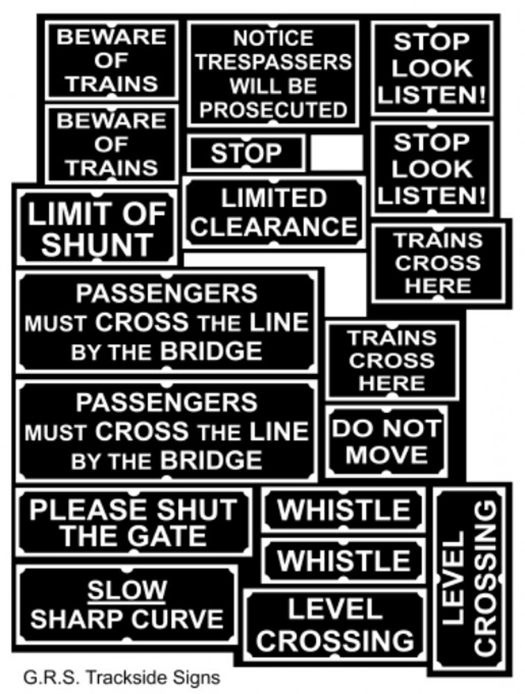 Trackside Signs Etch | Garden Railway Specialists Tel:01844 345158